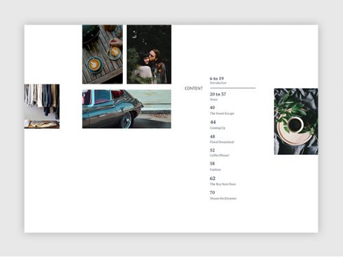 Design a creative table of contents. Examples and templates